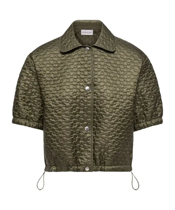 Moncler Quilted Floral Short Sleeve Shirt - Olive Green