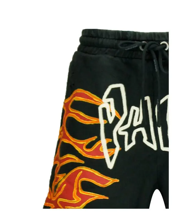 Palm Angels Graffiti Flames Logo Print Shorts - Black