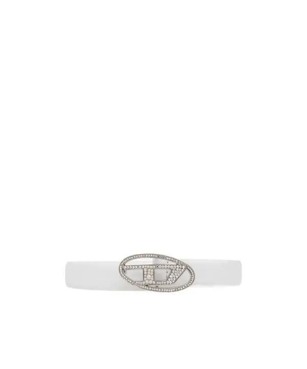 DIESEL® Leather Logo Belt - Gray