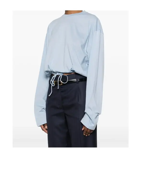 Prada Long Sleeve Crewneck T-shirt With Drawstring Hem