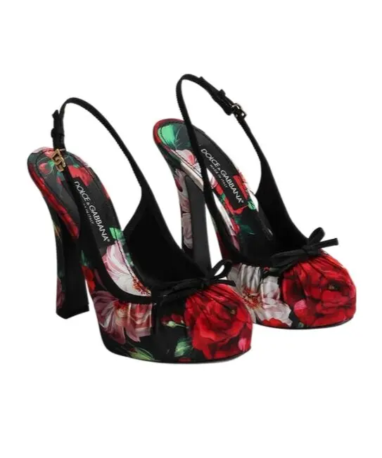 Dolce & Gabbana Floral Print Slingback Heels