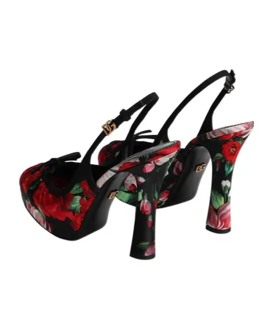Dolce & Gabbana Floral Print Slingback Heels