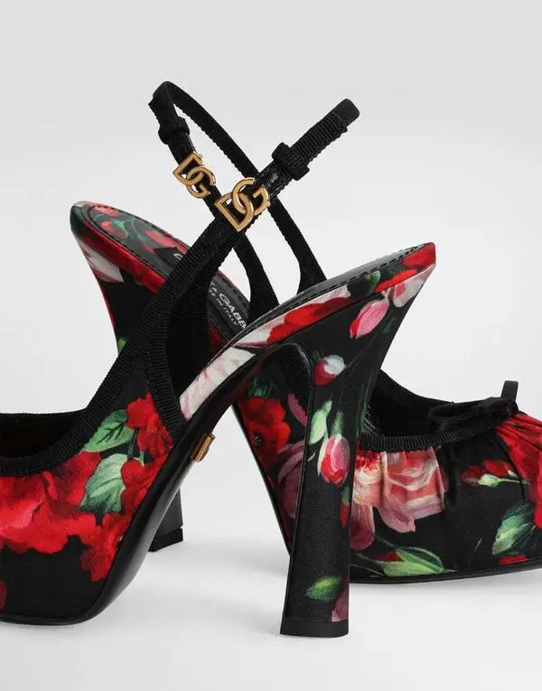 Dolce & Gabbana Floral Print Slingback Heels
