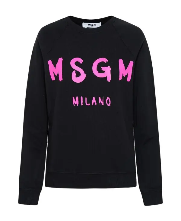 MSGM Logo Cotton Sweatshirt - Black
