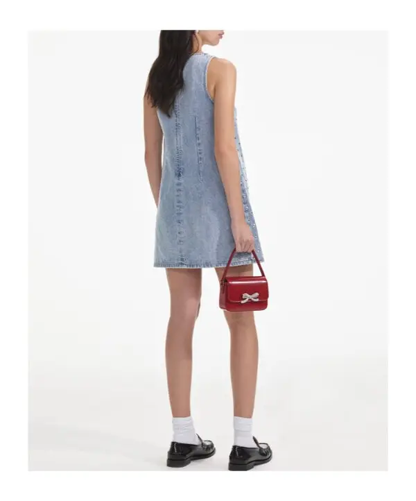 SELF-PORTRAIT Embellished Denim Mini Dress