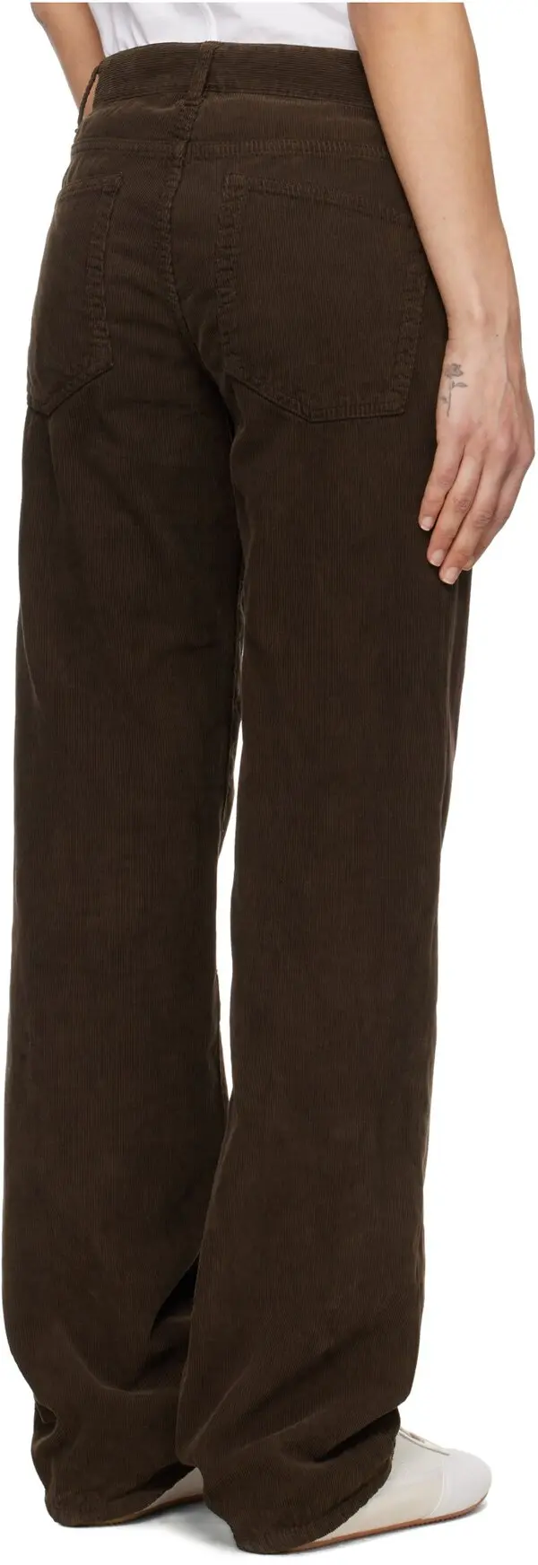 THE ROW Fine Ribbed Trousers - Deep Coffee