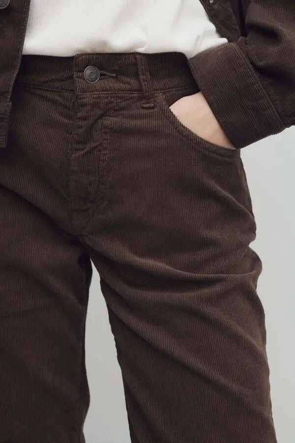 THE ROW Fine Ribbed Trousers - Deep Coffee