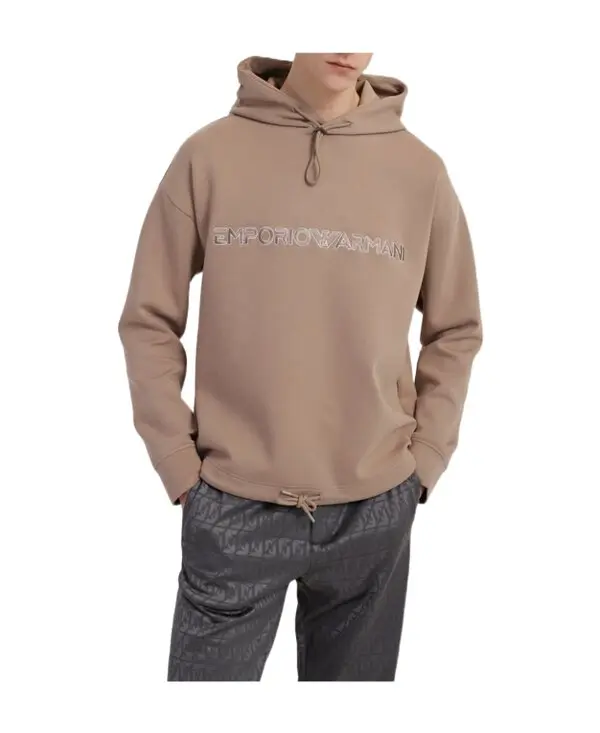 Emporio Armani Logo Hooded Sweater - Nude