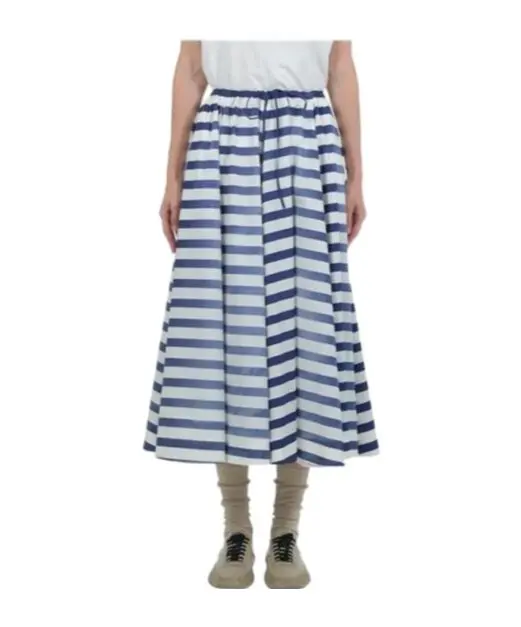 Prada Striped A-line Midi Skirt