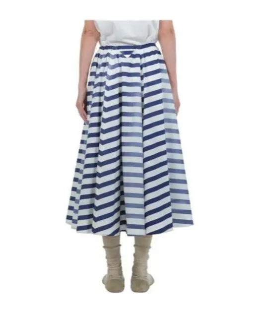Prada Striped A-line Midi Skirt