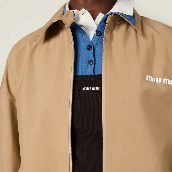 Miu Miu Long-sleeve Zip-up Windbreaker With Classic Collar