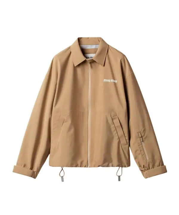 Miu Miu Long-sleeve Zip-up Windbreaker With Classic Collar - Cord