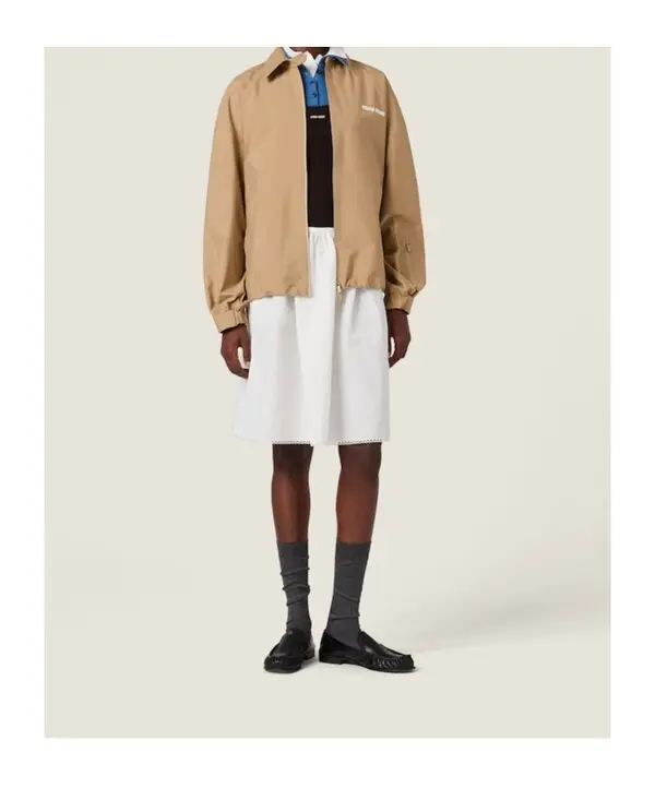 Miu Miu Long-sleeve Zip-up Windbreaker With Classic Collar - Cord