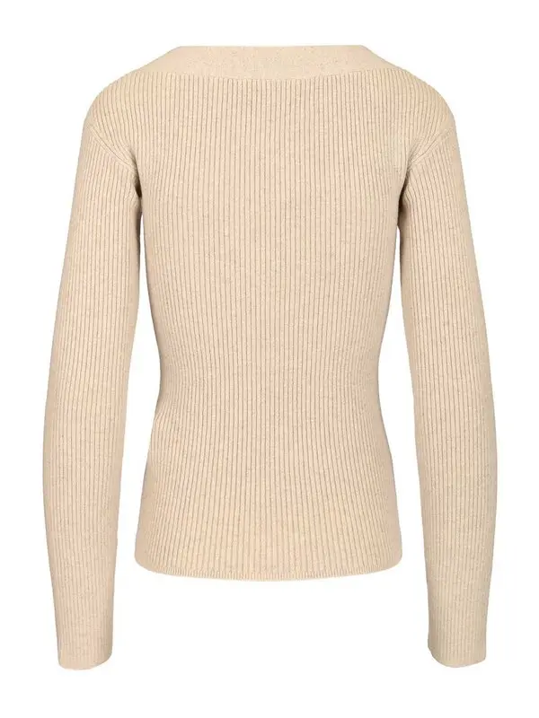 Max Mara V-neck Ribbed Cardigan With Button Closure - Nude