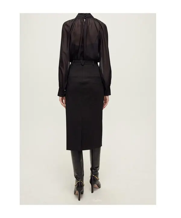 Veronica Beard High Collar Pleated Organza Shirt