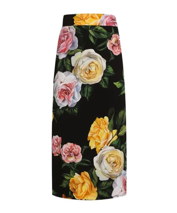 Dolce & Gabbana Floral Printed Midi Skirt - Multi-color