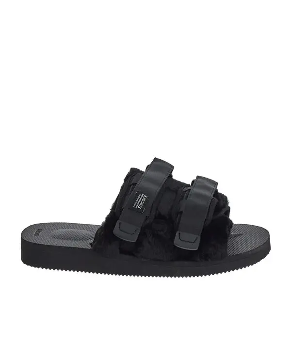 Suicoke Open-toe Patent-leather Booties With Adjustable Straps