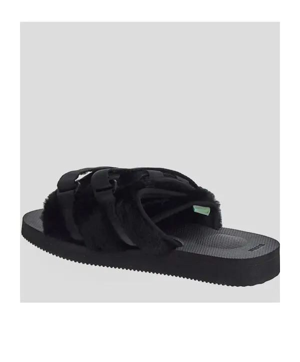 Suicoke Open-toe Patent-leather Booties With Adjustable Straps