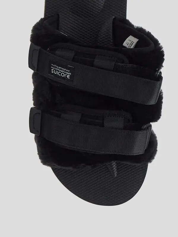 Suicoke Open-toe Patent-leather Booties With Adjustable Straps