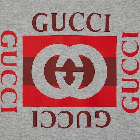 Gucci Logo Printed Drawstring Hoodie - Grey