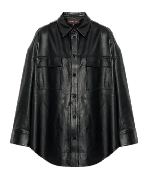 Michael Kors Oversized Buttoned Leather Jacket