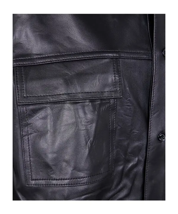 Michael Kors Oversized Buttoned Leather Jacket