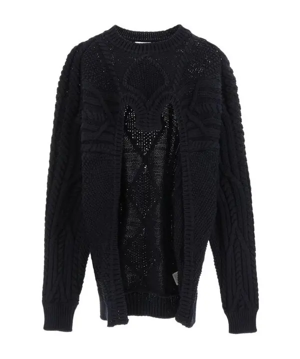 Burberry Cable-knit Open-front Jumper - Black