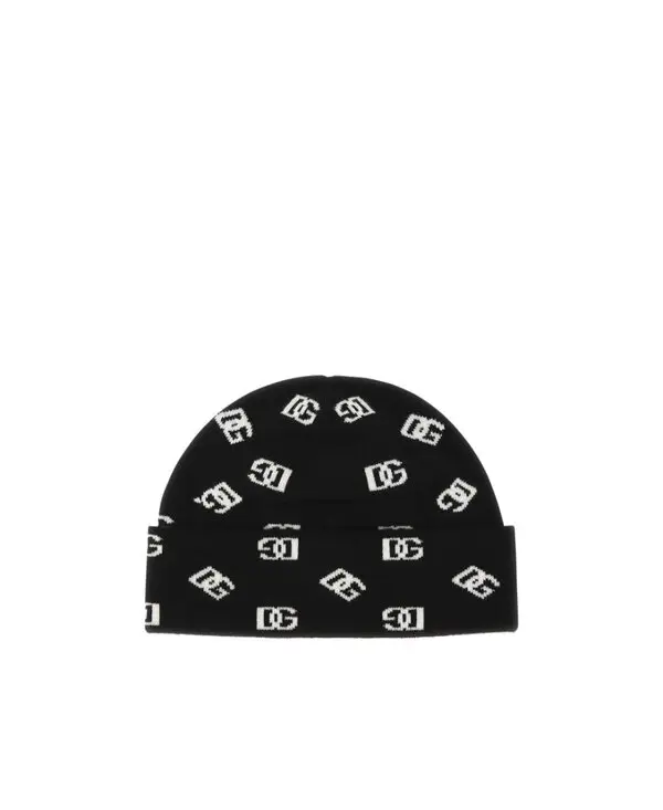 Dolce & Gabbana Logo Jacquard Knitted Beanie - Black