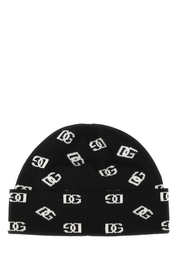 Dolce & Gabbana Logo Jacquard Knitted Beanie - Black