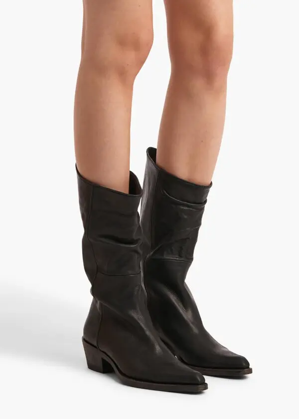 Khaite 45mm Leather Pointed-toe Boots - Black
