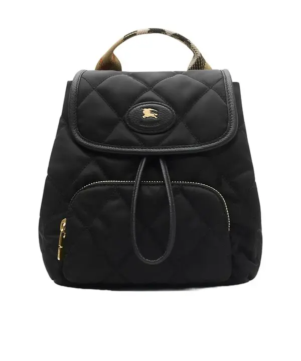 Burberry Quilted Horseshoe Drawstring Backpack - Black