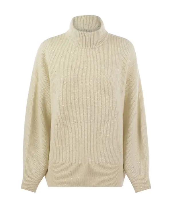 Brunello Cucinelli Lurex High Neck Pullover - Nude