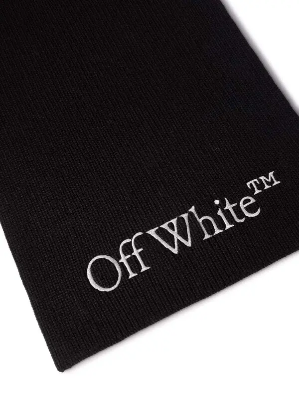 Off-White Bookish Logo Embroidered Scarf - Black