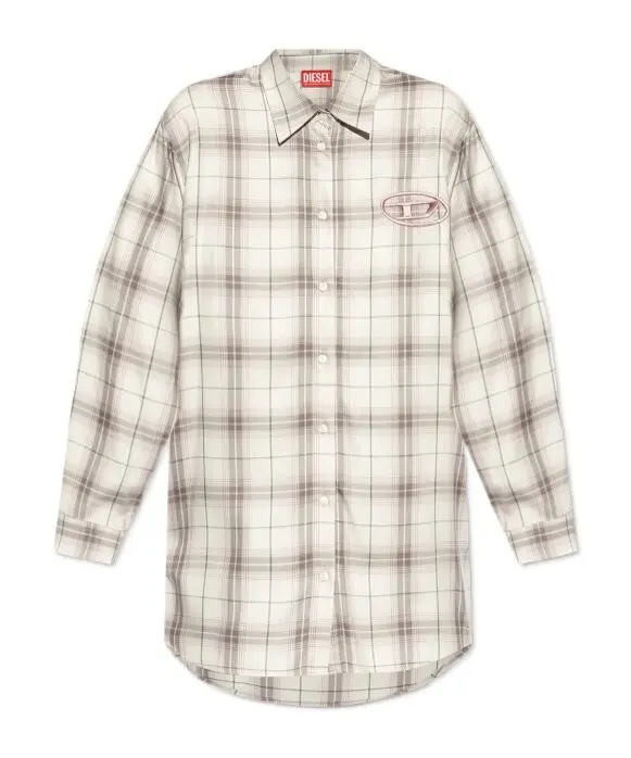 DIESEL® Checked Shirt Dress - White