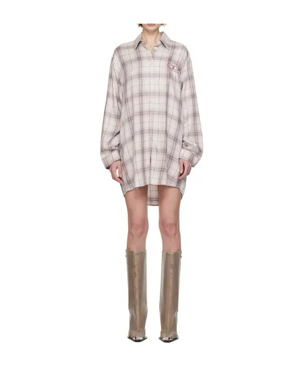 DIESEL® Checked Shirt Dress - White