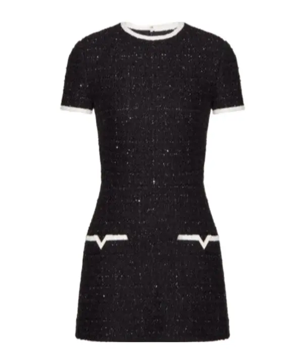 Valentino Garavani Glaze Tweed Short Dress With Contrast Trim