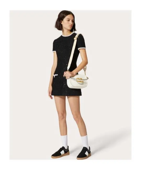 Valentino Garavani Glaze Tweed Short Dress With Contrast Trim