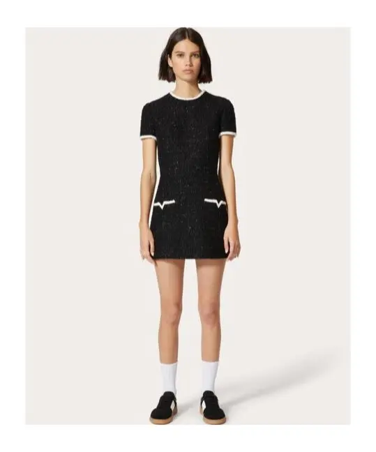 Valentino Garavani Glaze Tweed Short Dress With Contrast Trim