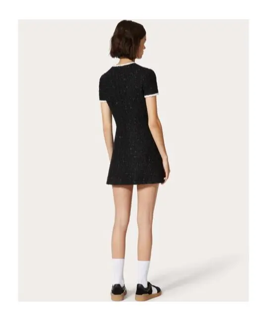Valentino Garavani Glaze Tweed Short Dress With Contrast Trim