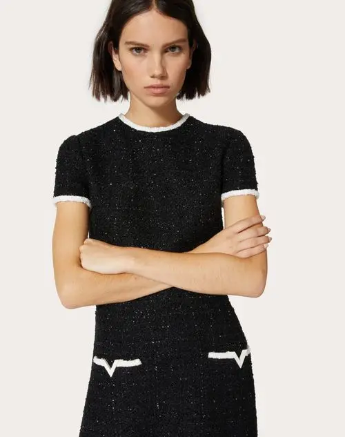 Valentino Garavani Glaze Tweed Short Dress With Contrast Trim