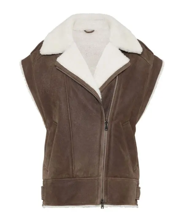 Brunello Cucinelli Shearling Zip-up Vest