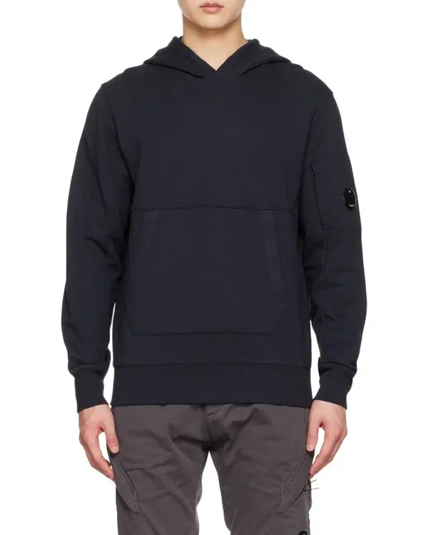 C.P. COMPANY Logo Plaque Drawstring Hoodie - Black
