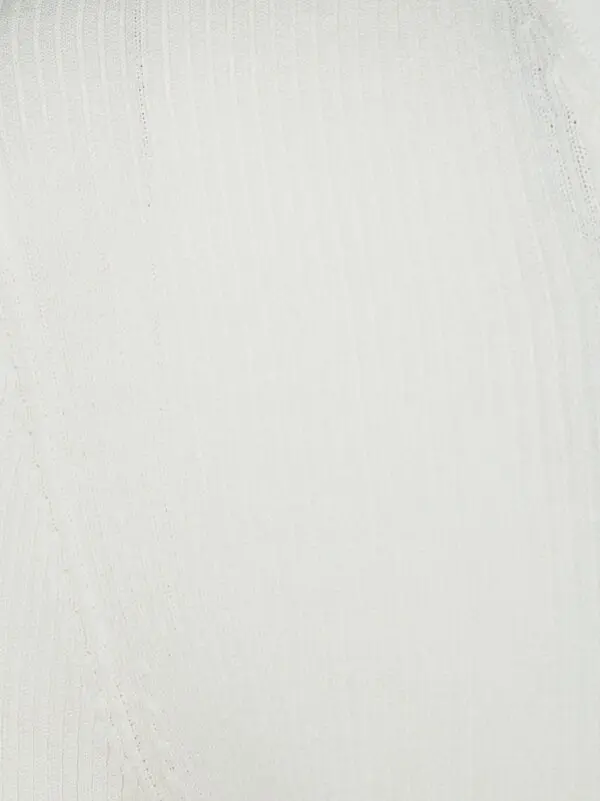 P.a.r.o.s.h Ribbed Knit T-shirt With Mid-length Sleeves - White