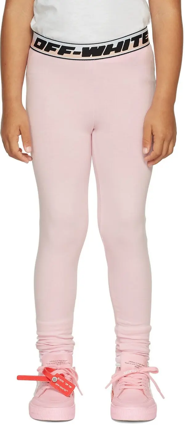 Off-White Logo-waistband Leggings - Pink