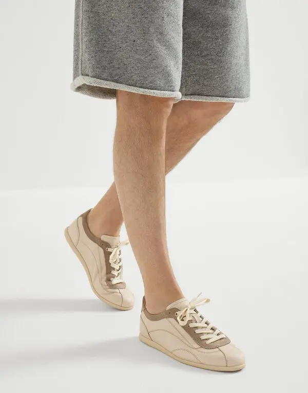 Brunello Cucinelli Panelled Lace-up Sneakers - Butter