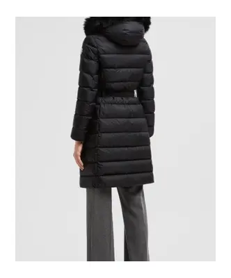 Moncler Khloe Belted Jacket With Hood And Fur Trim