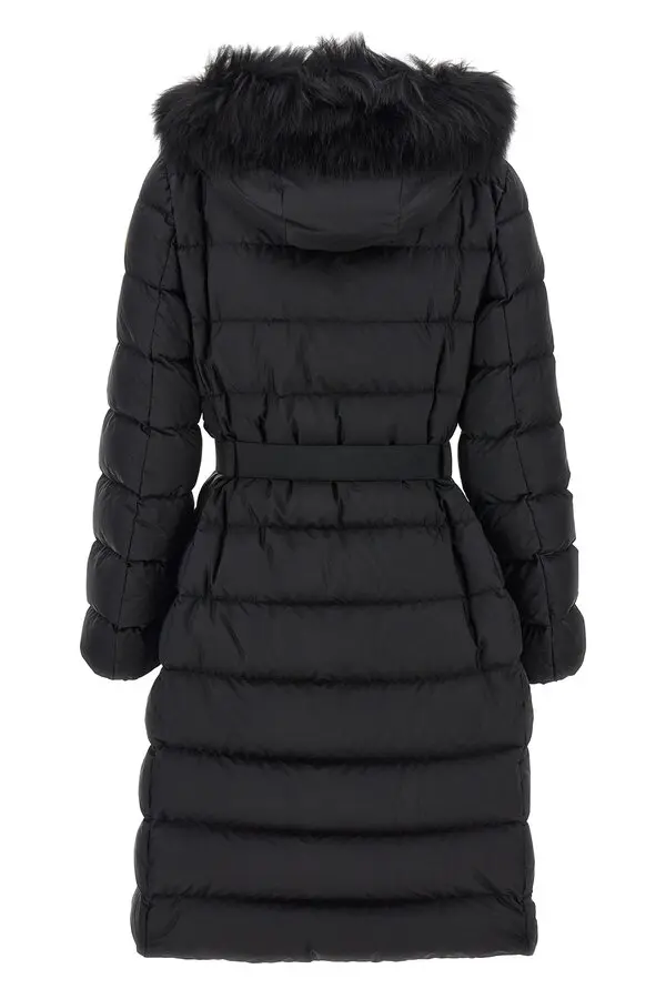 Moncler Khloe Belted Jacket With Hood And Fur Trim