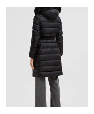 Moncler Khloe Belted Jacket With Hood And Fur Trim