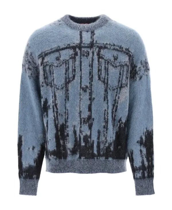 DIESEL® K-patmos Patterned-intarsia Crew Neck Sweater