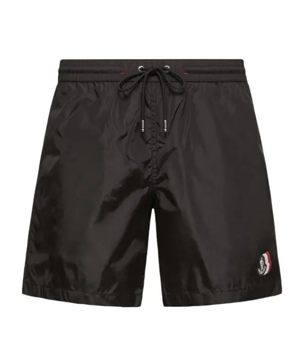 Moncler Logo Patch Drawstring Swim Shorts - Black